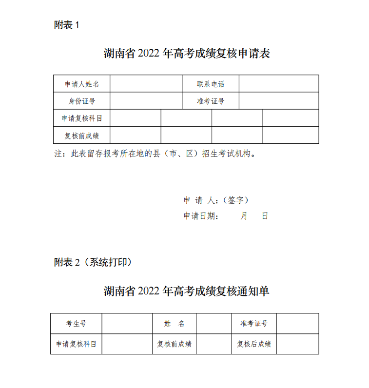 关于印发《湖南省2022年普通高等学校招生全国统一考试成绩复核实施办法》的通知 - 湖南省教育厅
